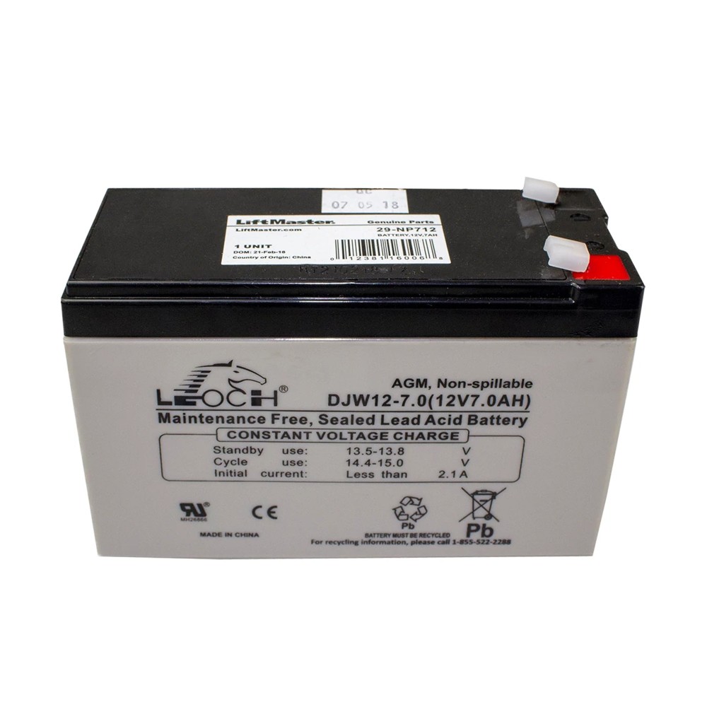 LiftMaster TECHNA 7Ah 12VDC Battery (1-Pack) for Gate Openers - 29 ...