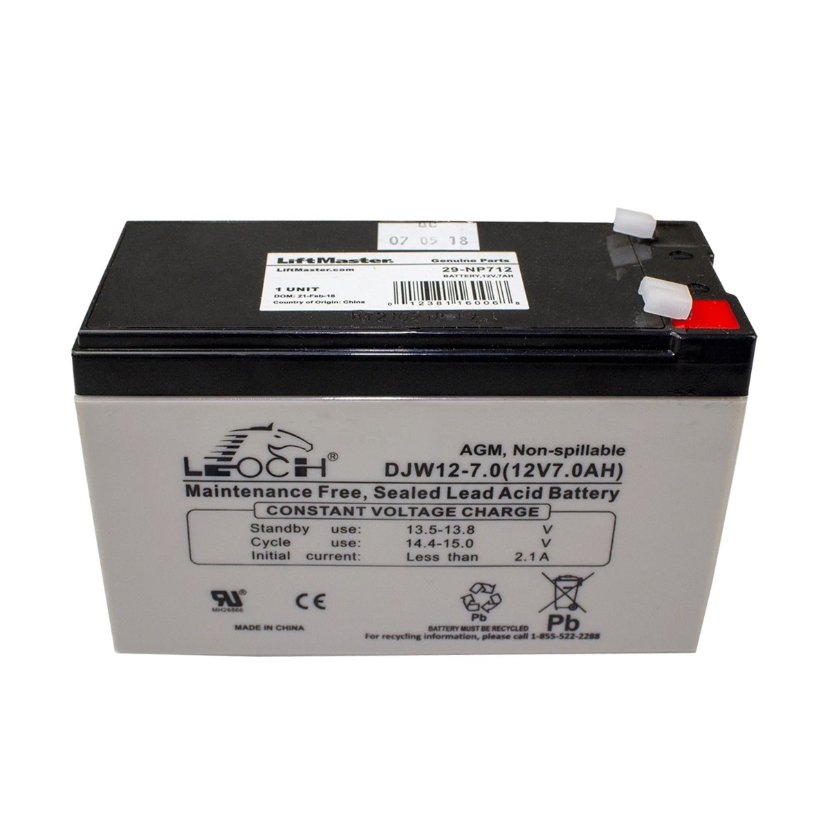 LiftMaster TECHNA 7Ah 12VDC Battery (1-Pack) for Gate Openers - 29 ...