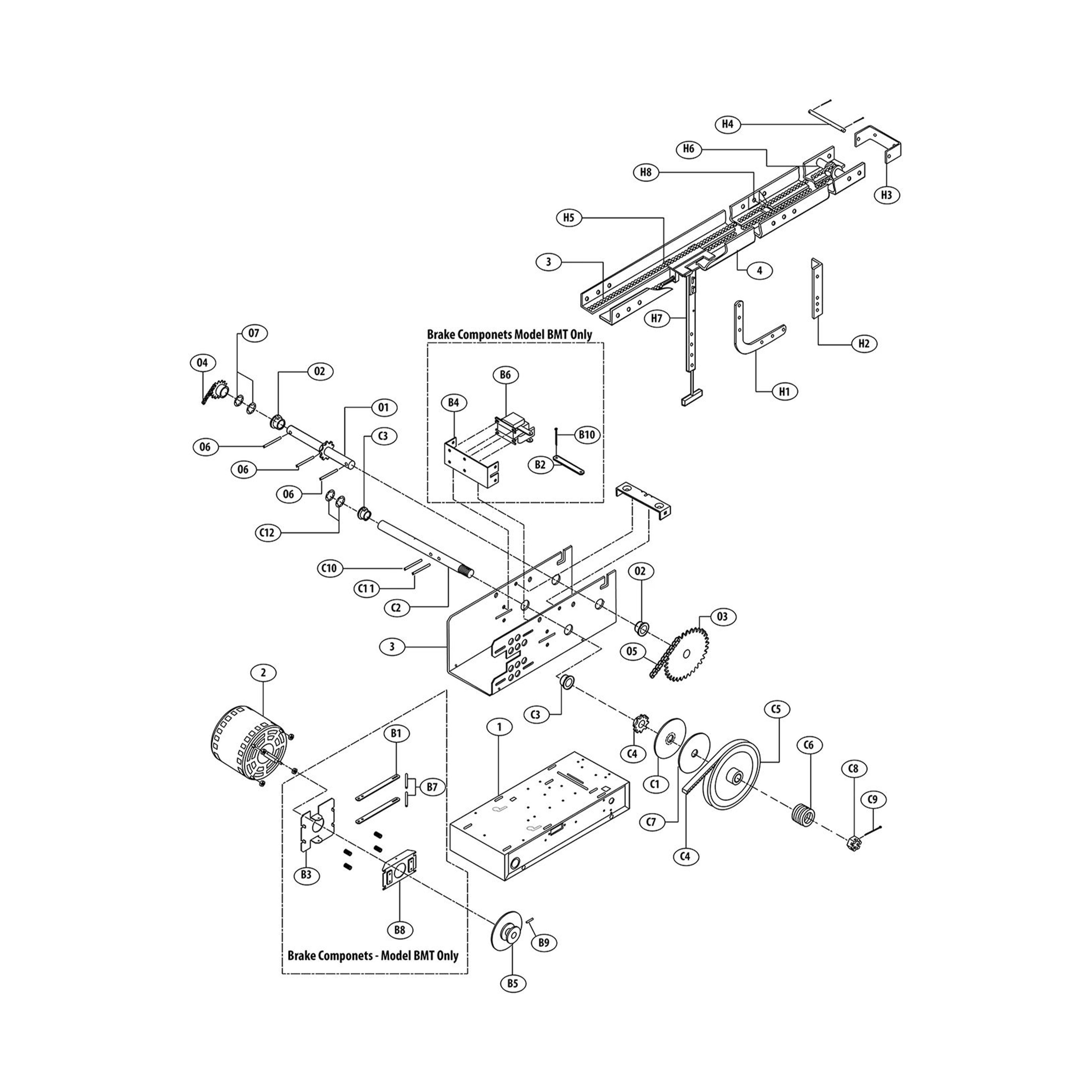 LiftMaster Medium Duty Trolley Door Opener with Solenoid Brake (0.5 HP ...