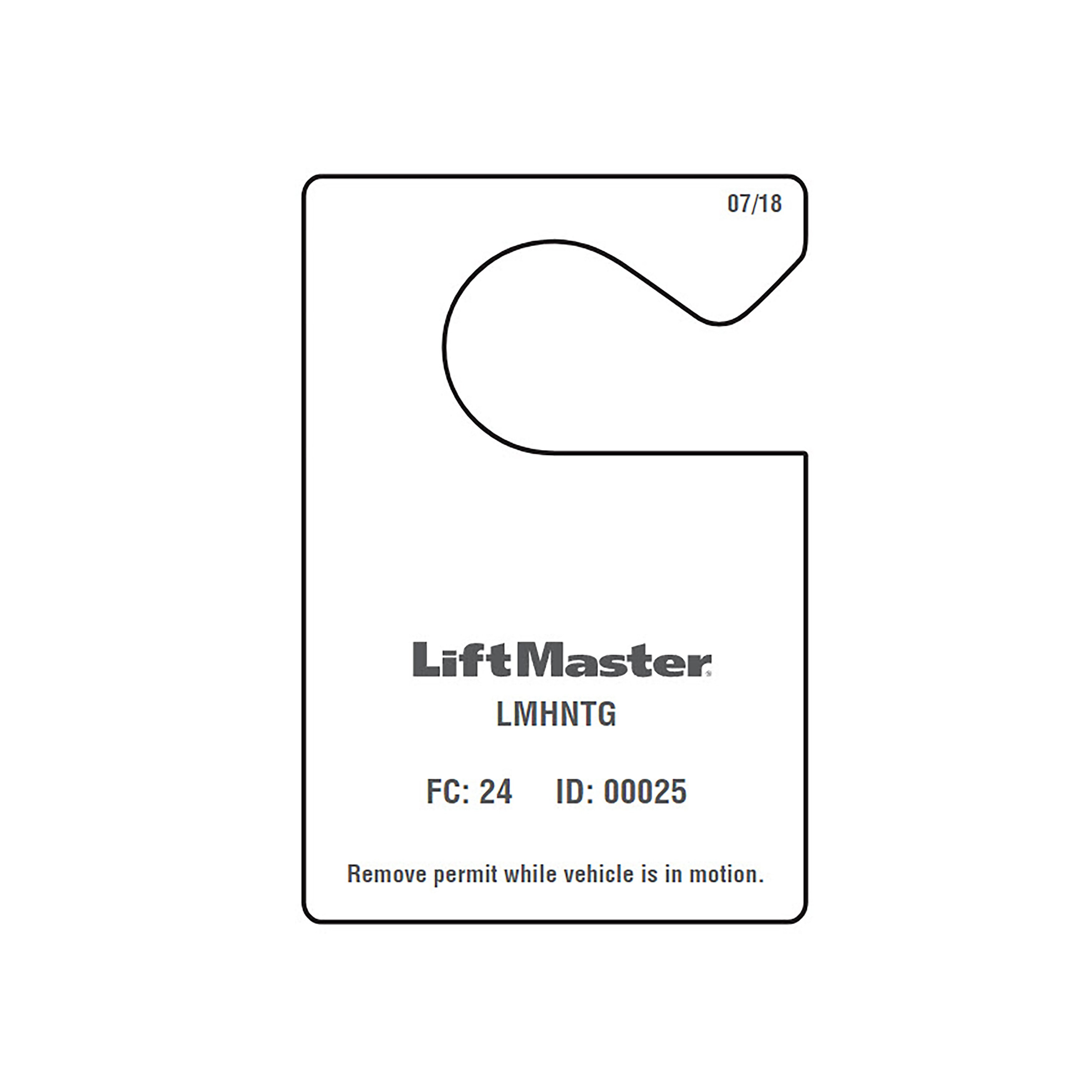 LiftMaster Special Order RFID Hang Tag Windshield - SPLMHNTG | Simple ...