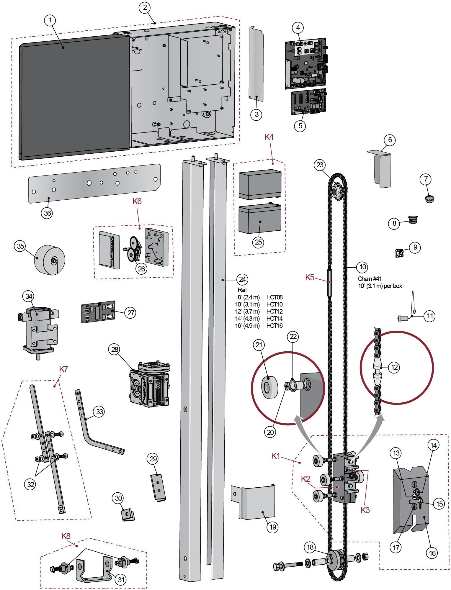 LiftMaster HCTDCU / HCTDCUL Overhead Door Opener Parts Finder ...